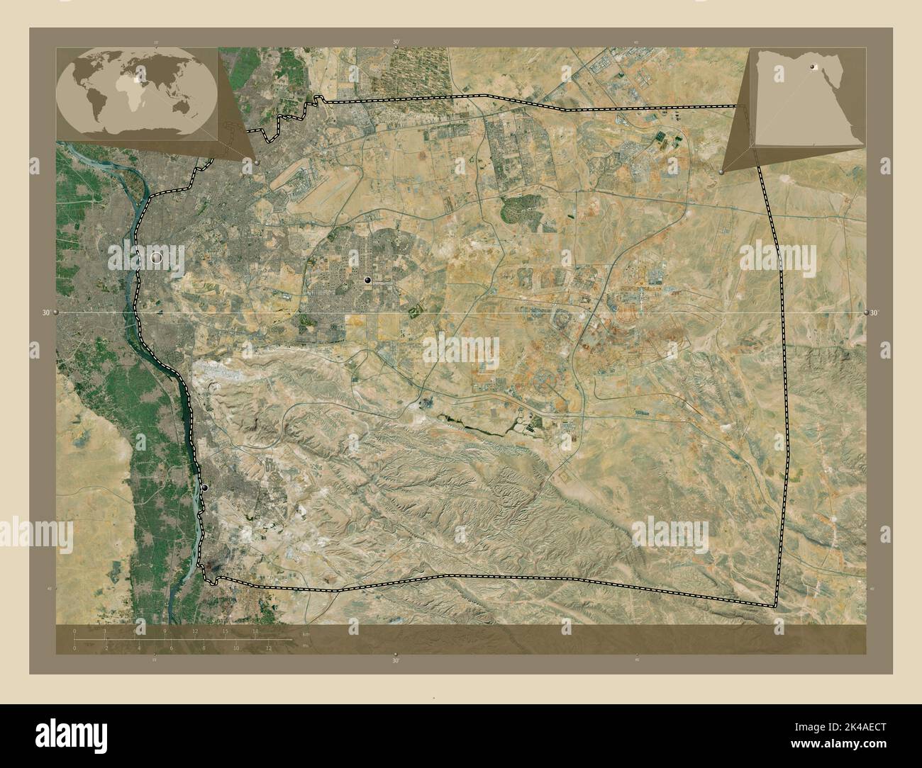 Al Qahirah, governorate of Egypt. High resolution satellite map ...