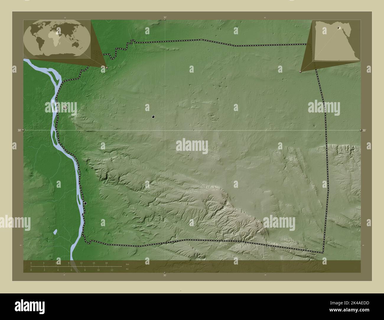 Al Qahirah, governorate of Egypt. Elevation map colored in wiki style ...