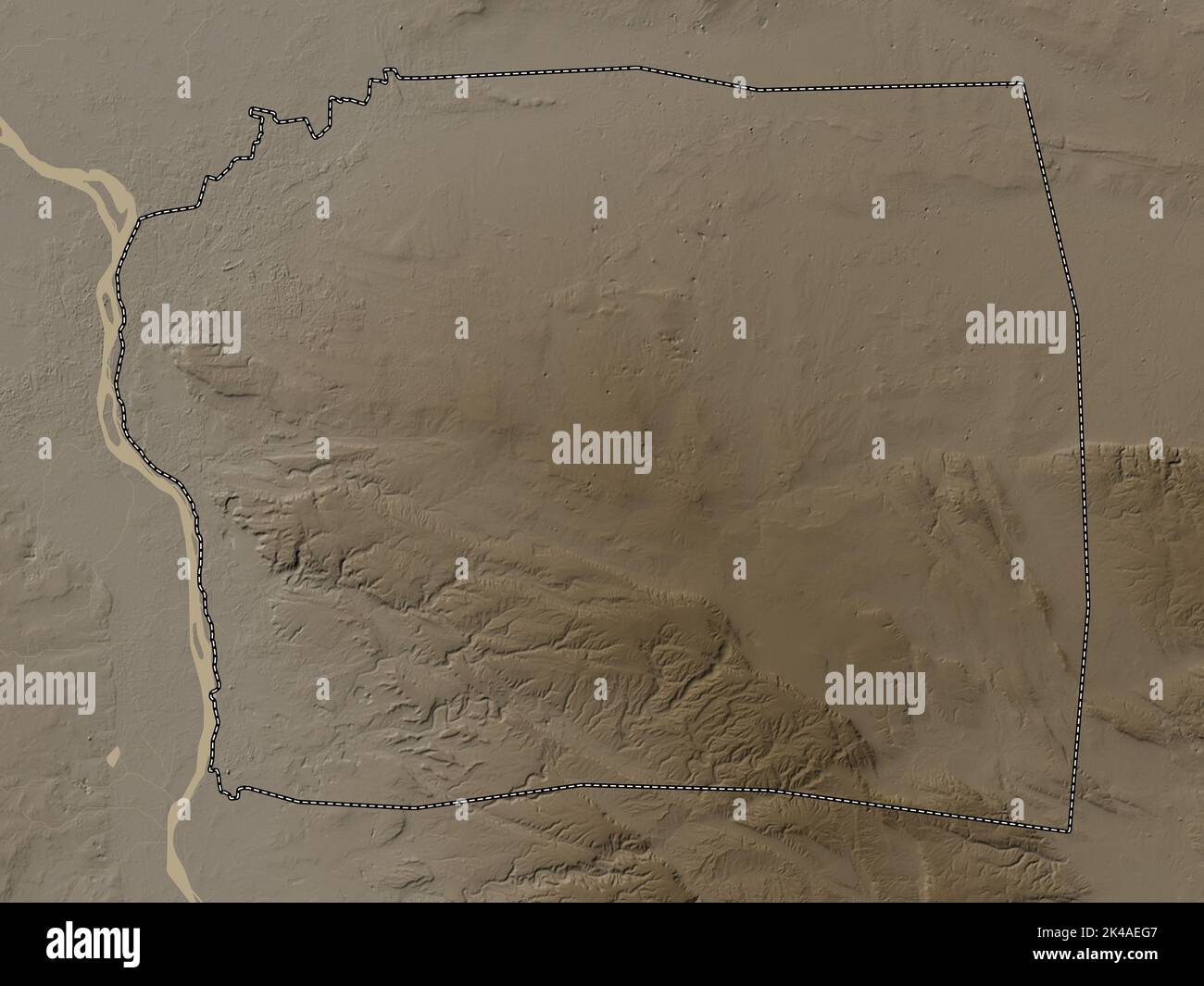 Al Qahirah, governorate of Egypt. Elevation map colored in sepia tones ...