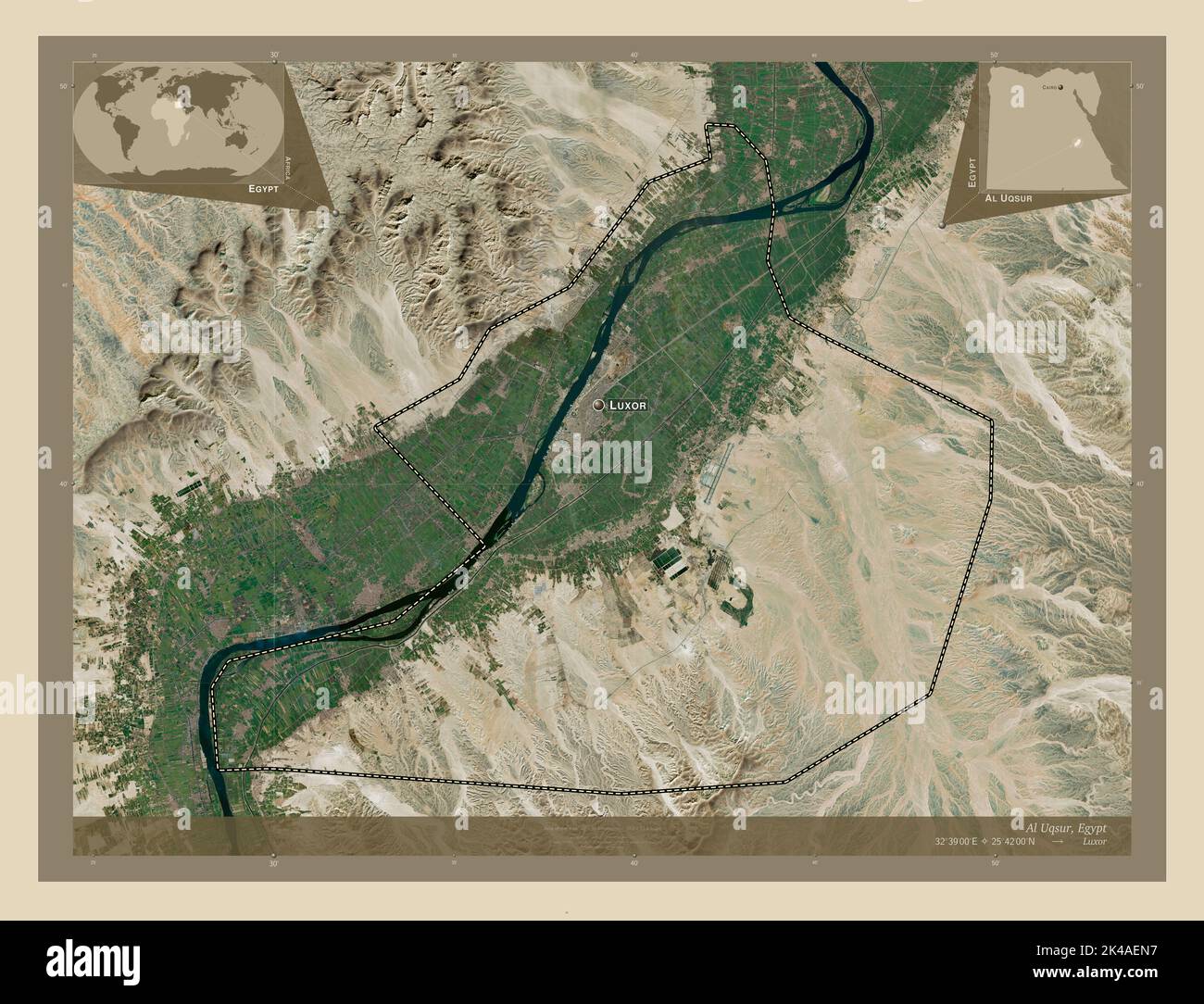 Al Uqsur, governorate of Egypt. High resolution satellite map ...
