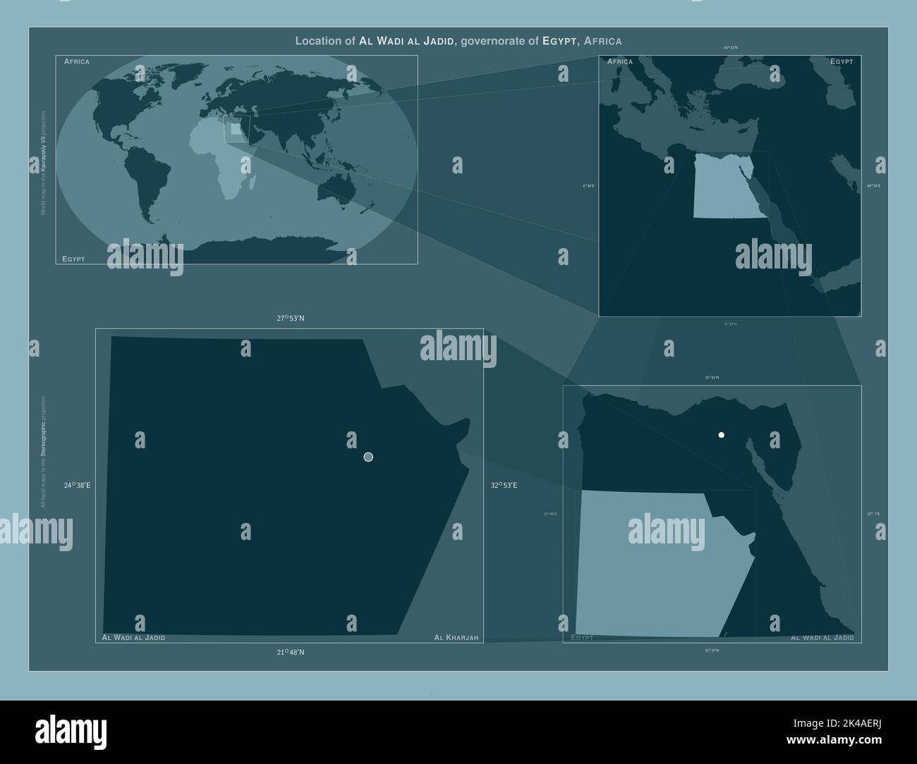 Al Wadi al Jadid, governorate of Egypt. Diagram showing the location of ...