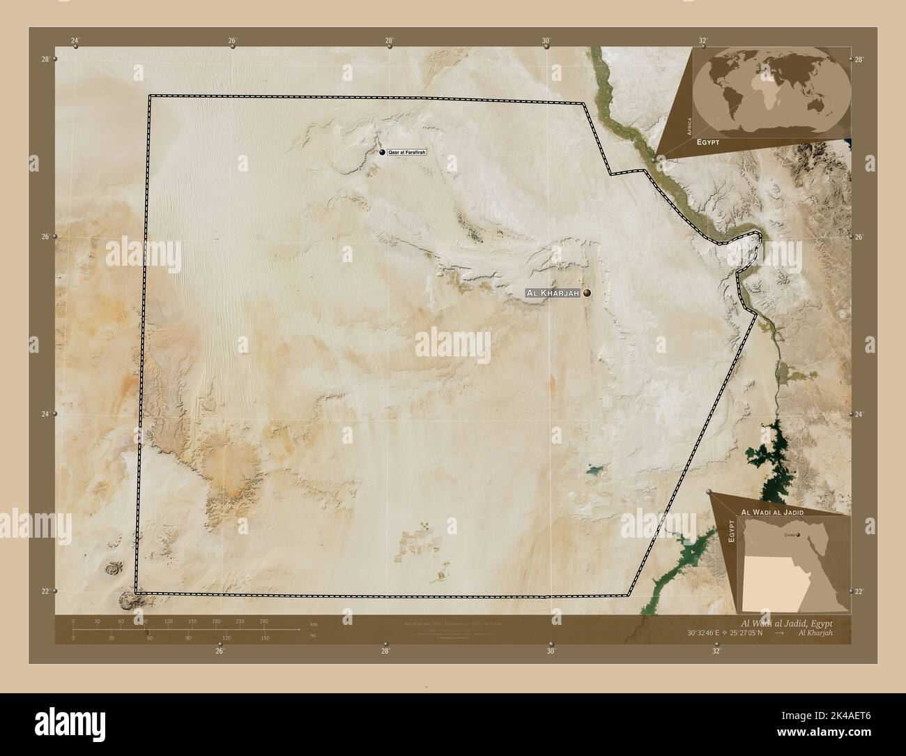 Al Wadi al Jadid, governorate of Egypt. Low resolution satellite map ...