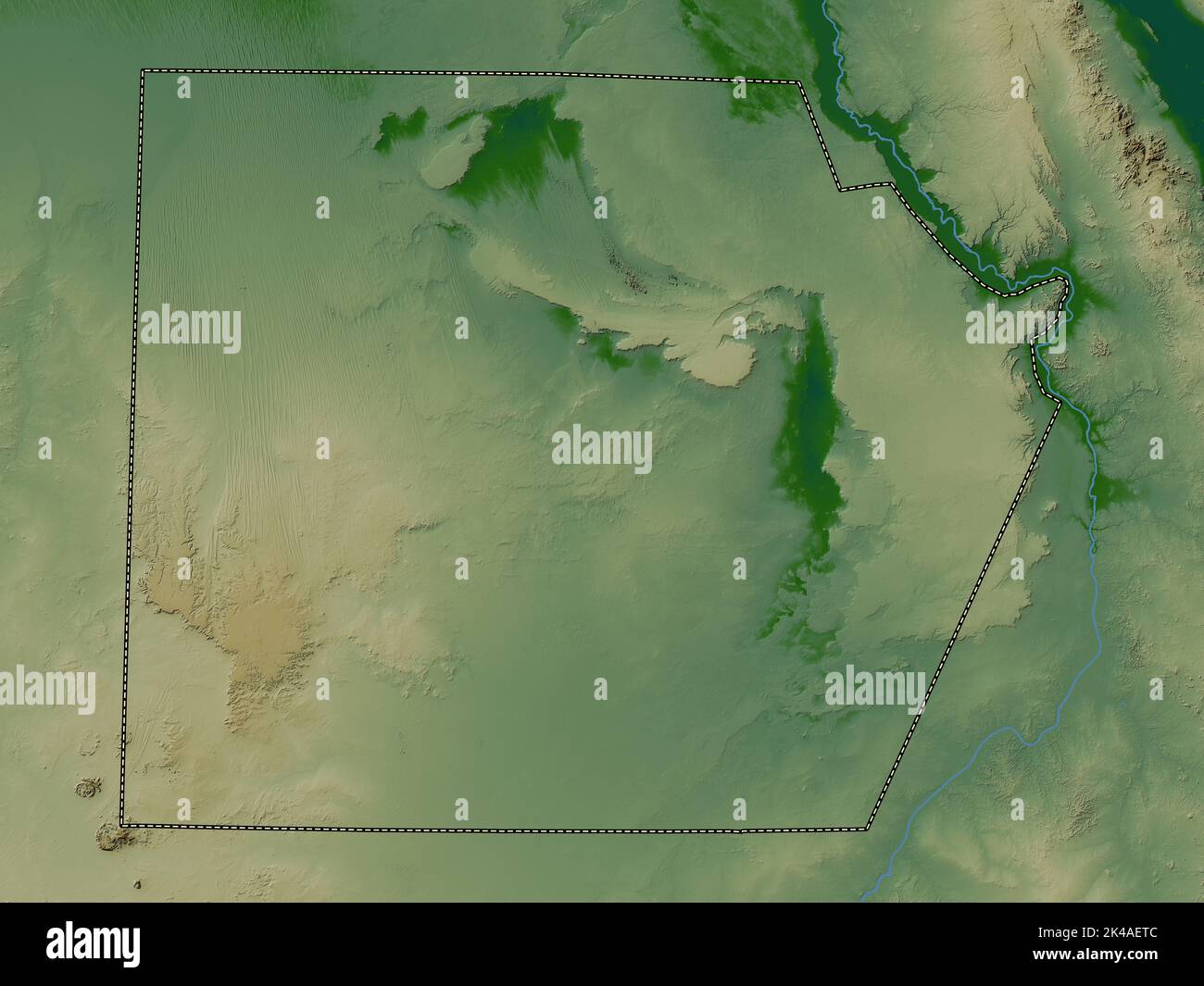 Al Wadi al Jadid, governorate of Egypt. Colored elevation map with ...