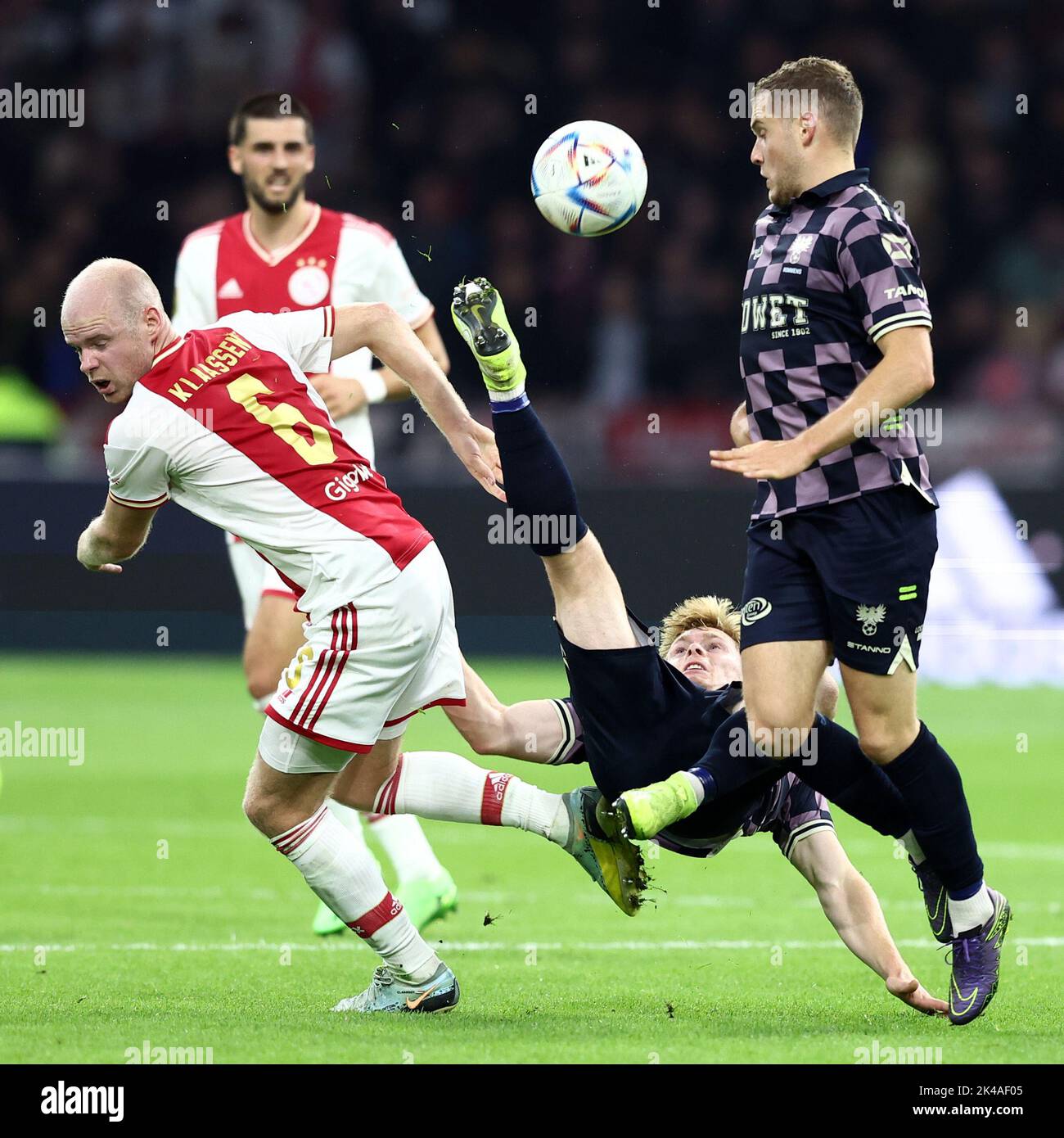 AMSTERDAM - (lr) Davy Klaassen of Ajax, Evert Linthorst of Go Ahead Eagles, Philippe Rommens of ...
