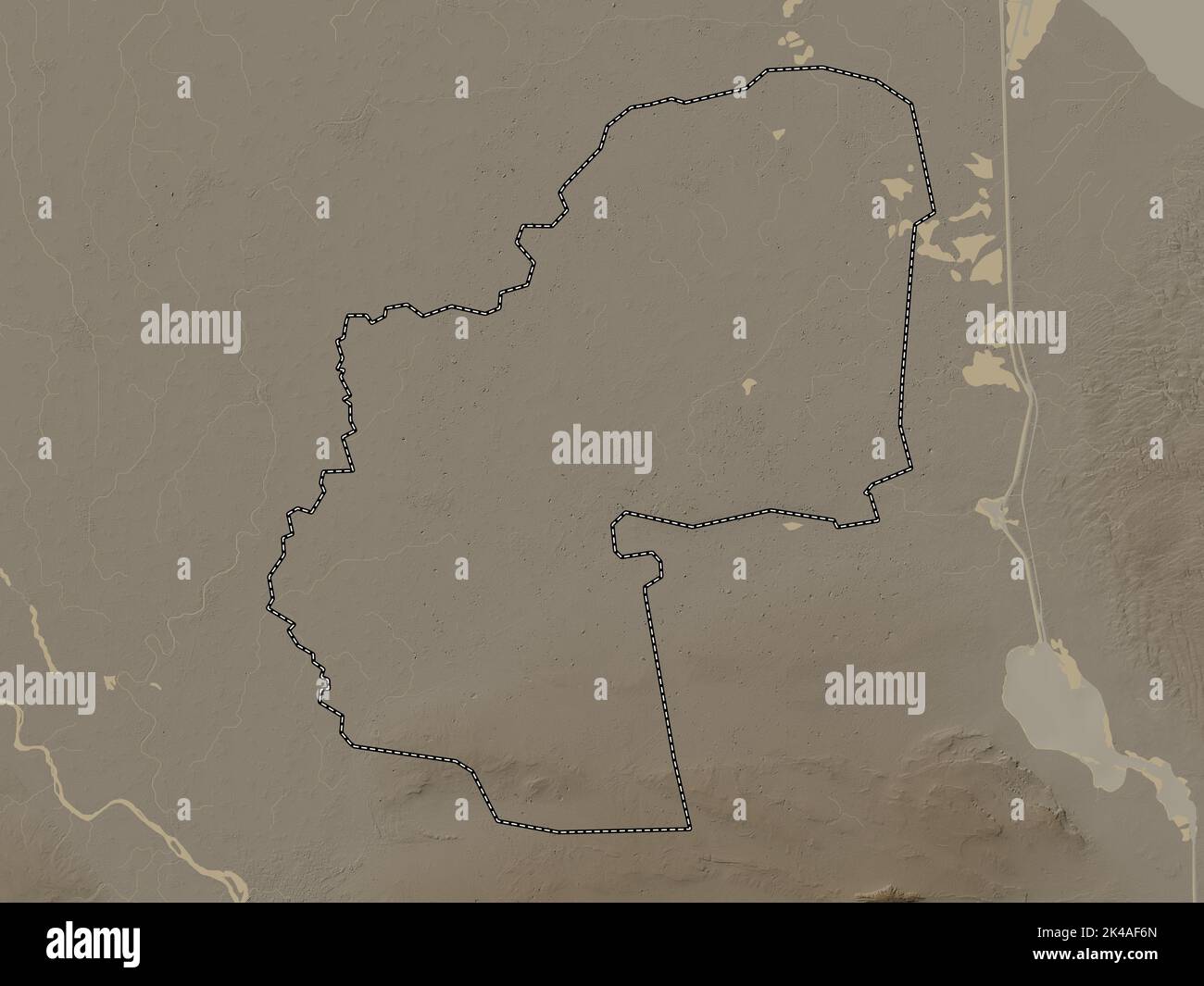 Ash Sharqiyah, governorate of Egypt. Elevation map colored in sepia ...