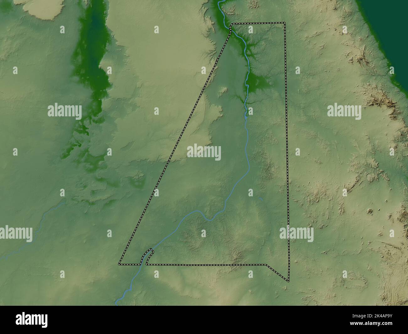 Aswan, governorate of Egypt. Colored elevation map with lakes and ...