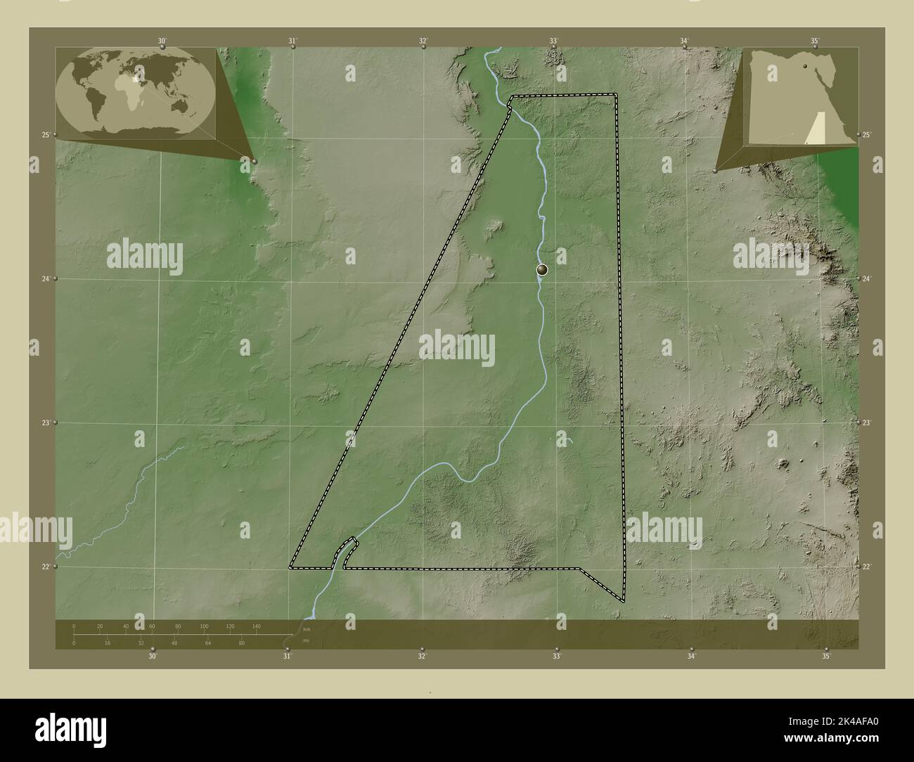 Aswan, governorate of Egypt. Elevation map colored in wiki style with ...