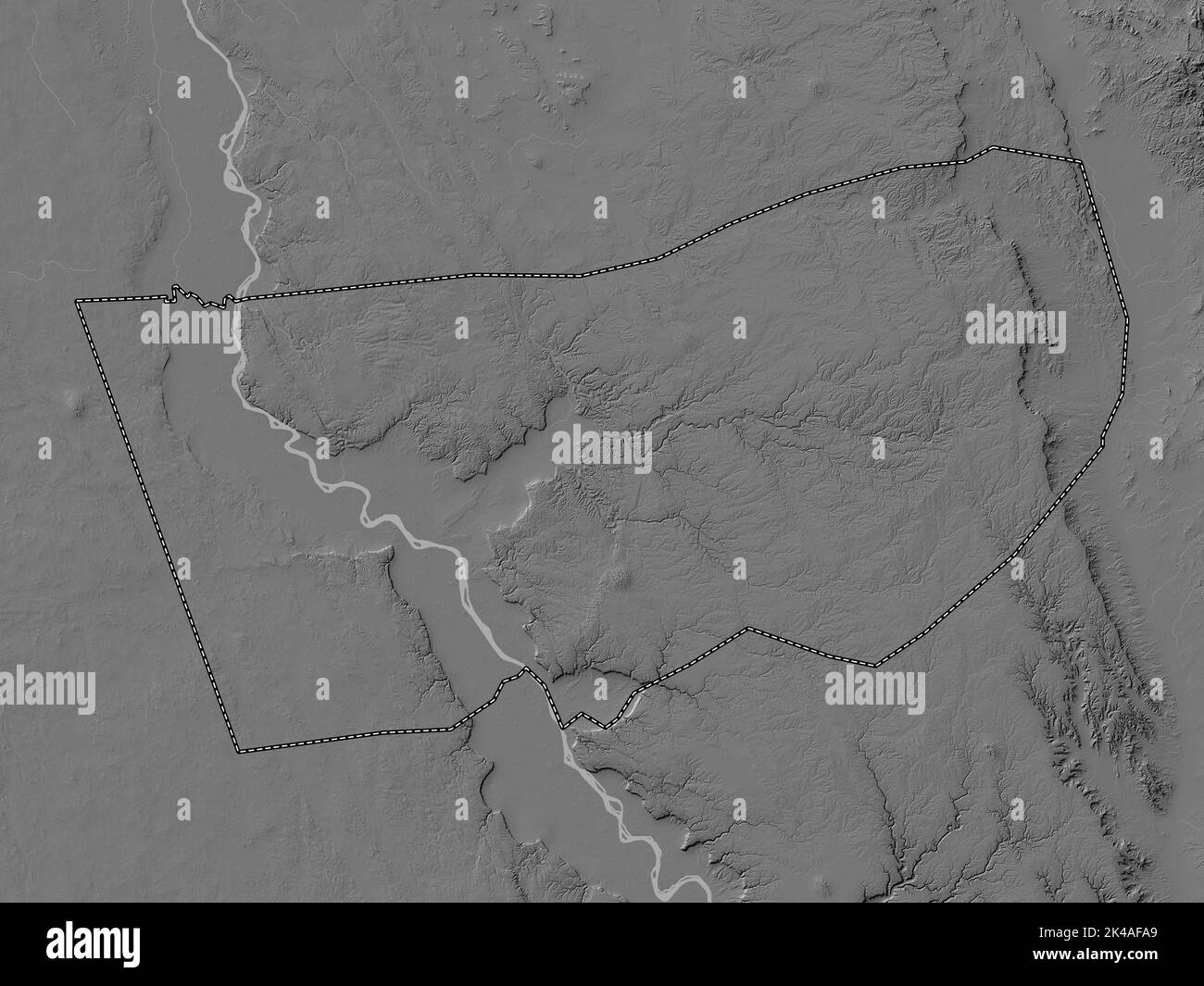 Asyut, governorate of Egypt. Bilevel elevation map with lakes and rivers Stock Photo - Alamy