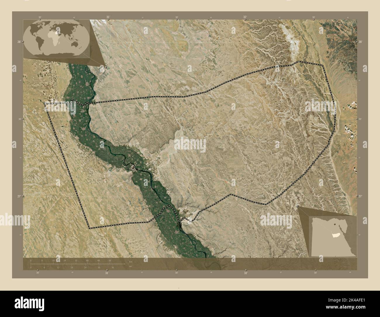 Asyut, governorate of Egypt. High resolution satellite map. Corner ...