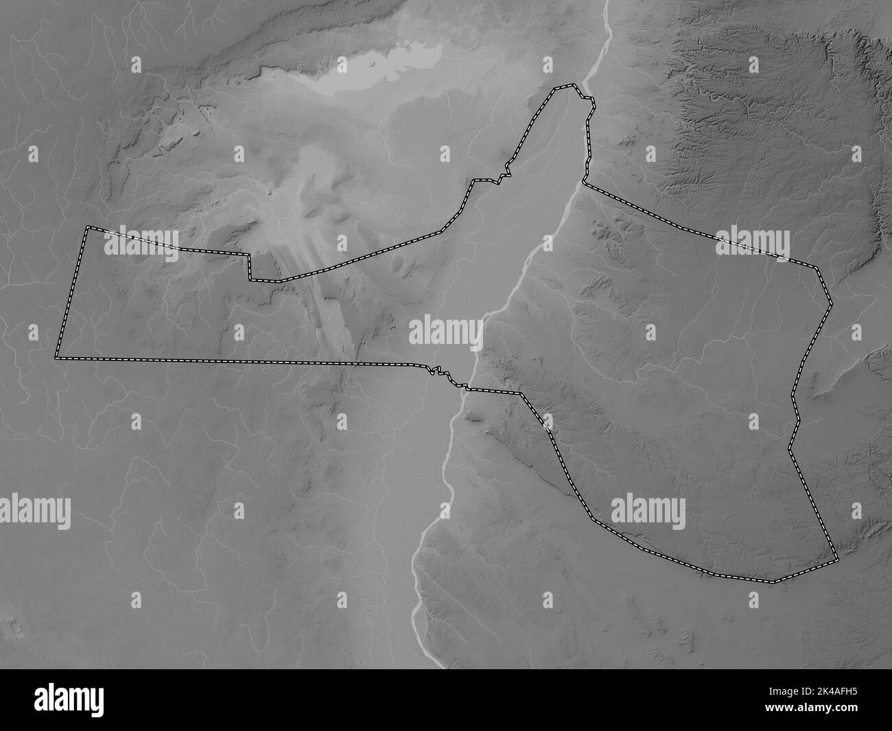 Bani Suwayf, governorate of Egypt. Grayscale elevation map with lakes ...