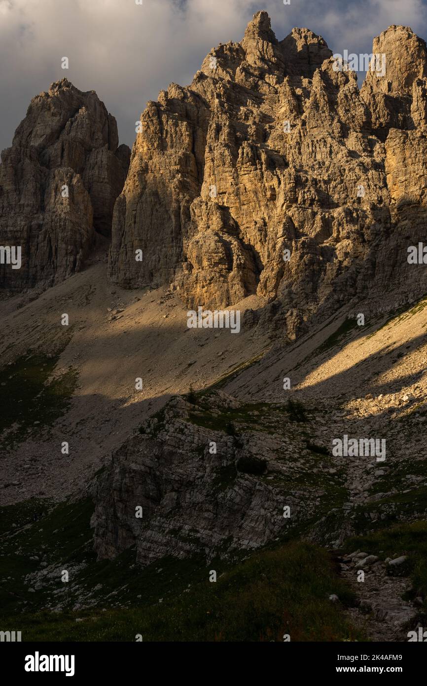 The fabulous rock formations on Campanile di Val Montanaia mountain ...