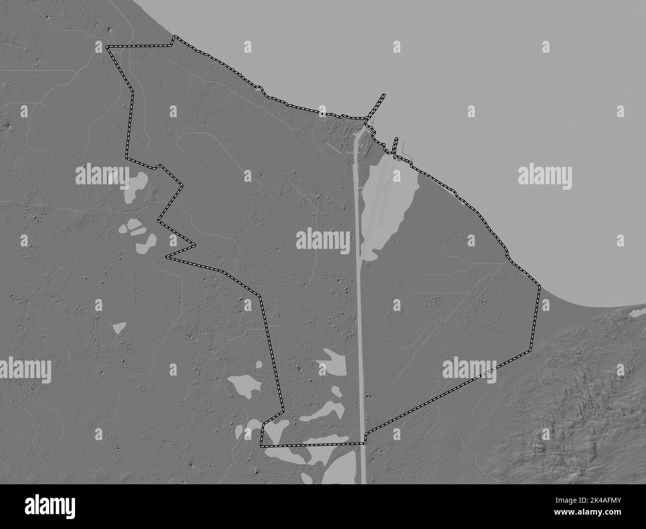 Bur Sa`id, governorate of Egypt. Bilevel elevation map with lakes and ...