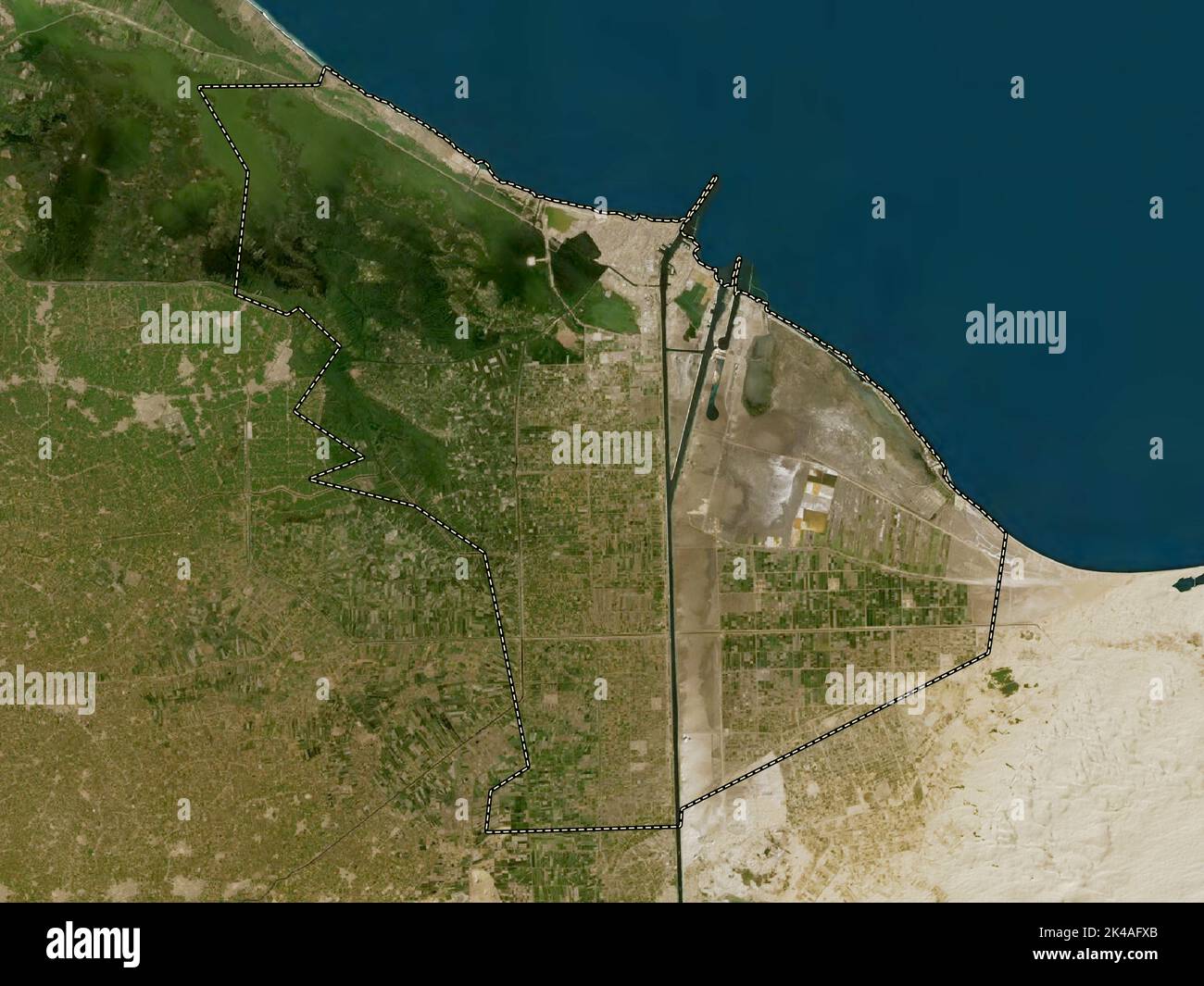 Bur Sa`id, governorate of Egypt. Low resolution satellite map Stock ...