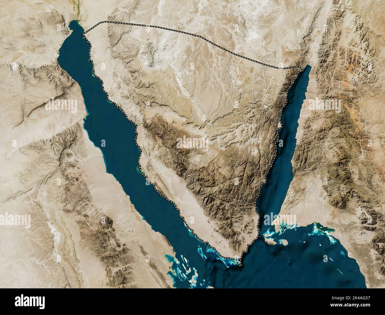 Janub Sina', governorate of Egypt. Low resolution satellite map Stock ...