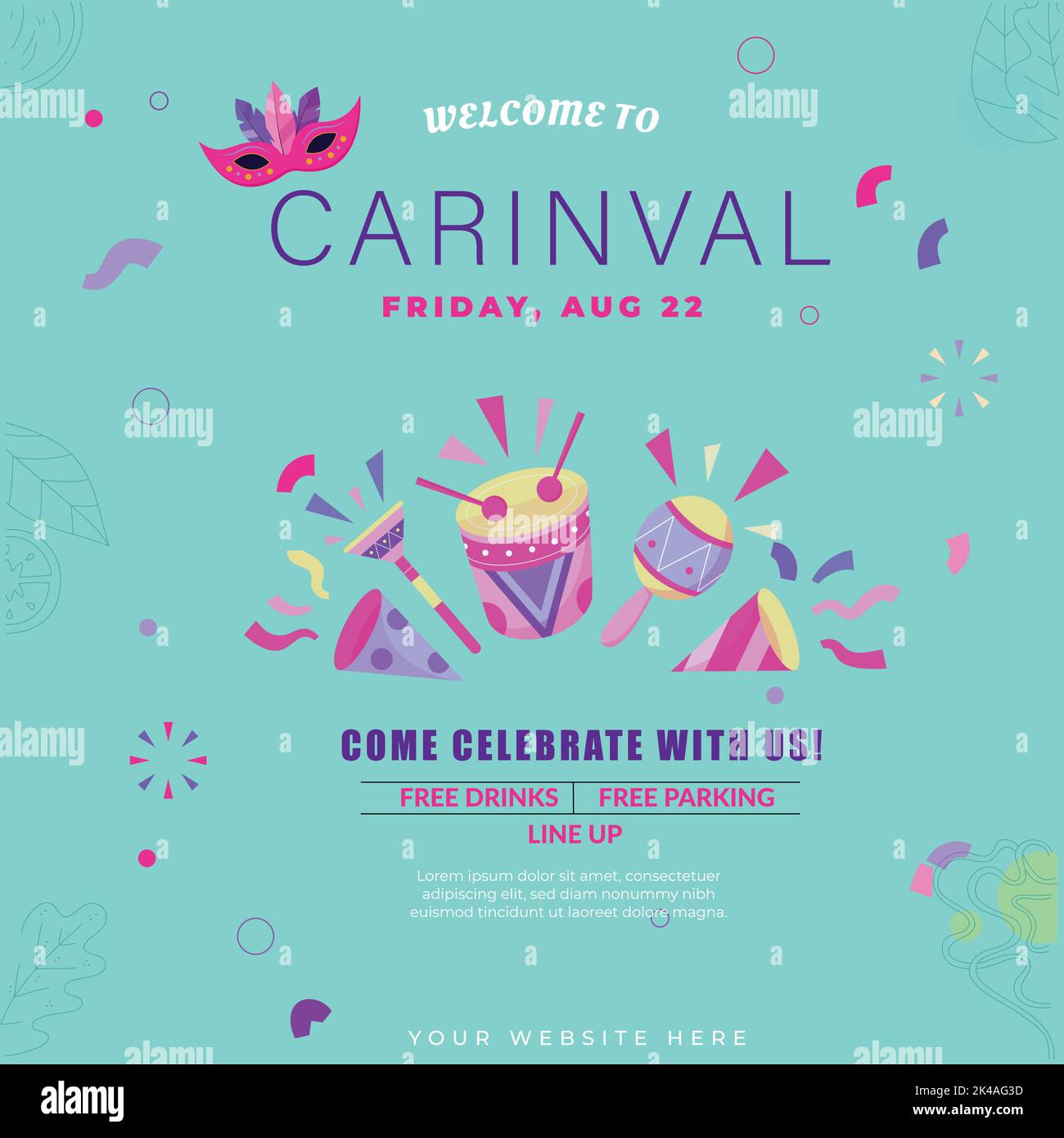 A Carnival banner with a colorful design for promotion, advertising and ...