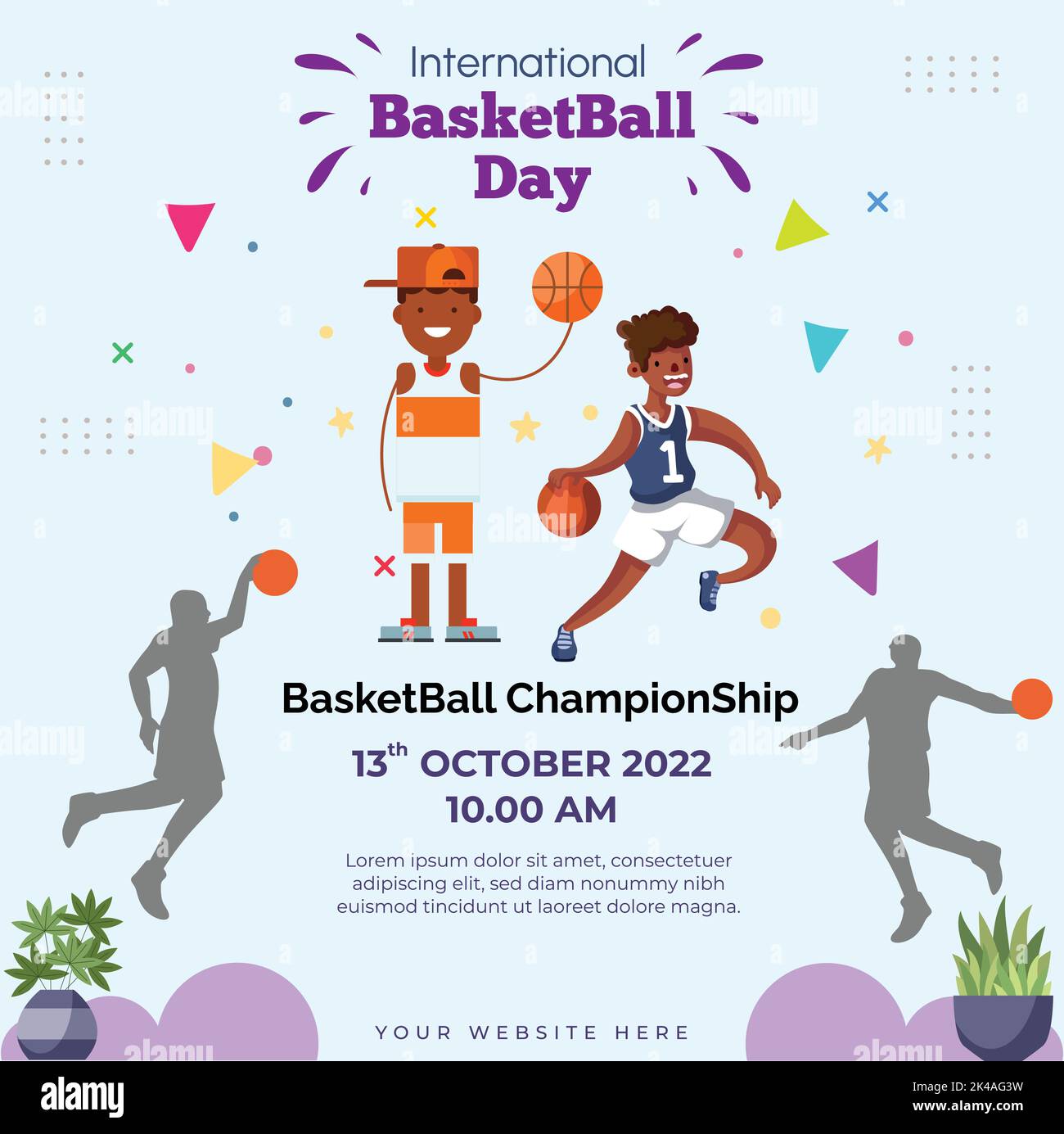 An illustrated template for the International Basketball Day ...