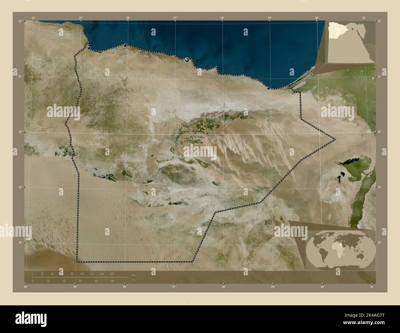 Matrouh, governorate of Egypt. High resolution satellite map. Locations ...