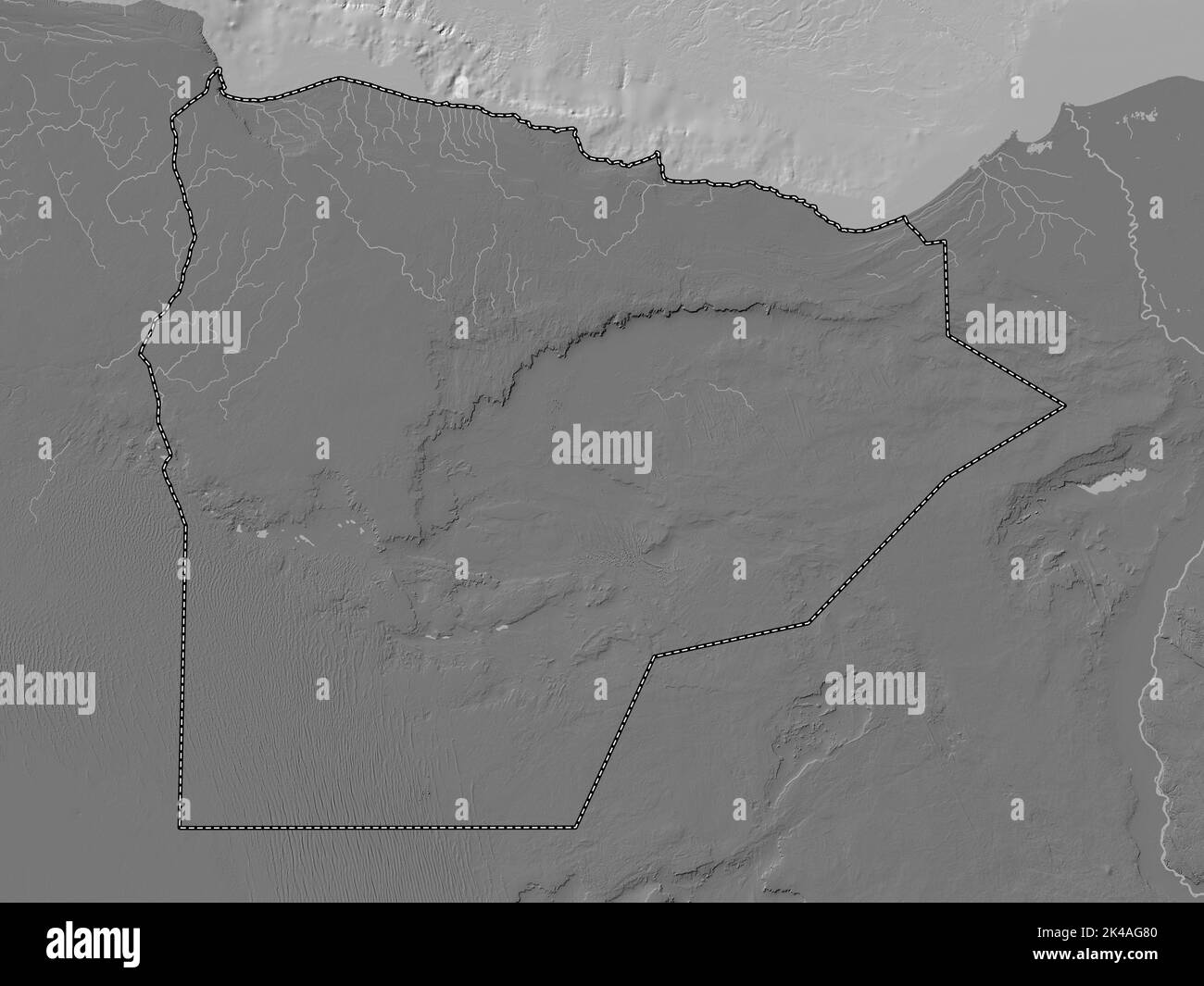 Matrouh, governorate of Egypt. Bilevel elevation map with lakes and ...