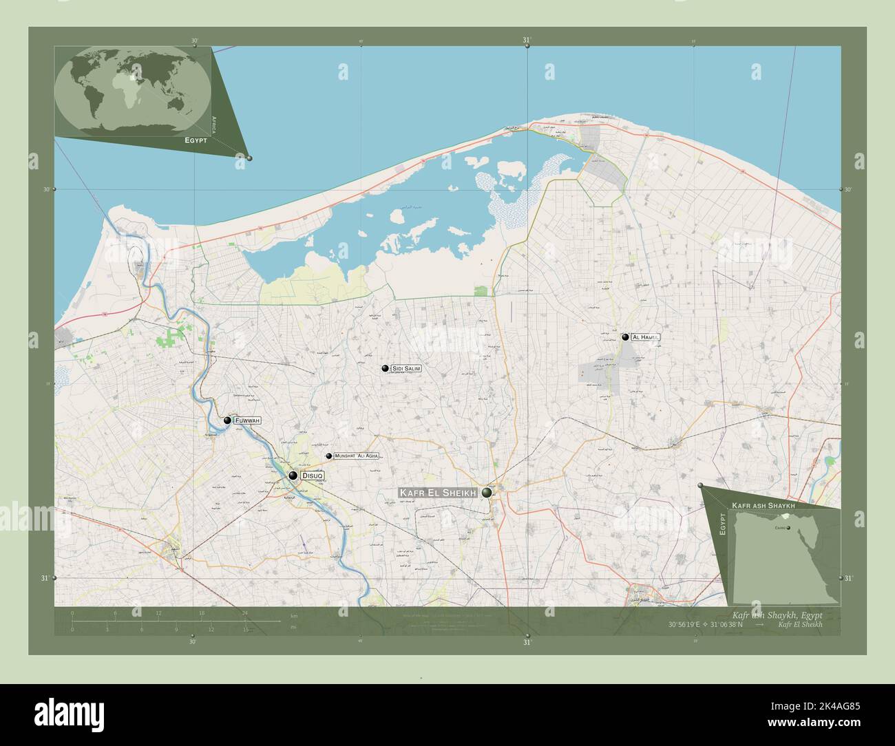 Kafr ash Shaykh, governorate of Egypt. Open Street Map. Locations and ...
