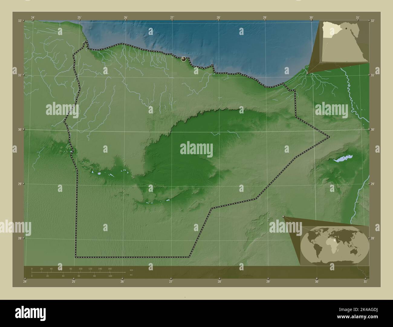 Matrouh, governorate of Egypt. Elevation map colored in wiki style with ...