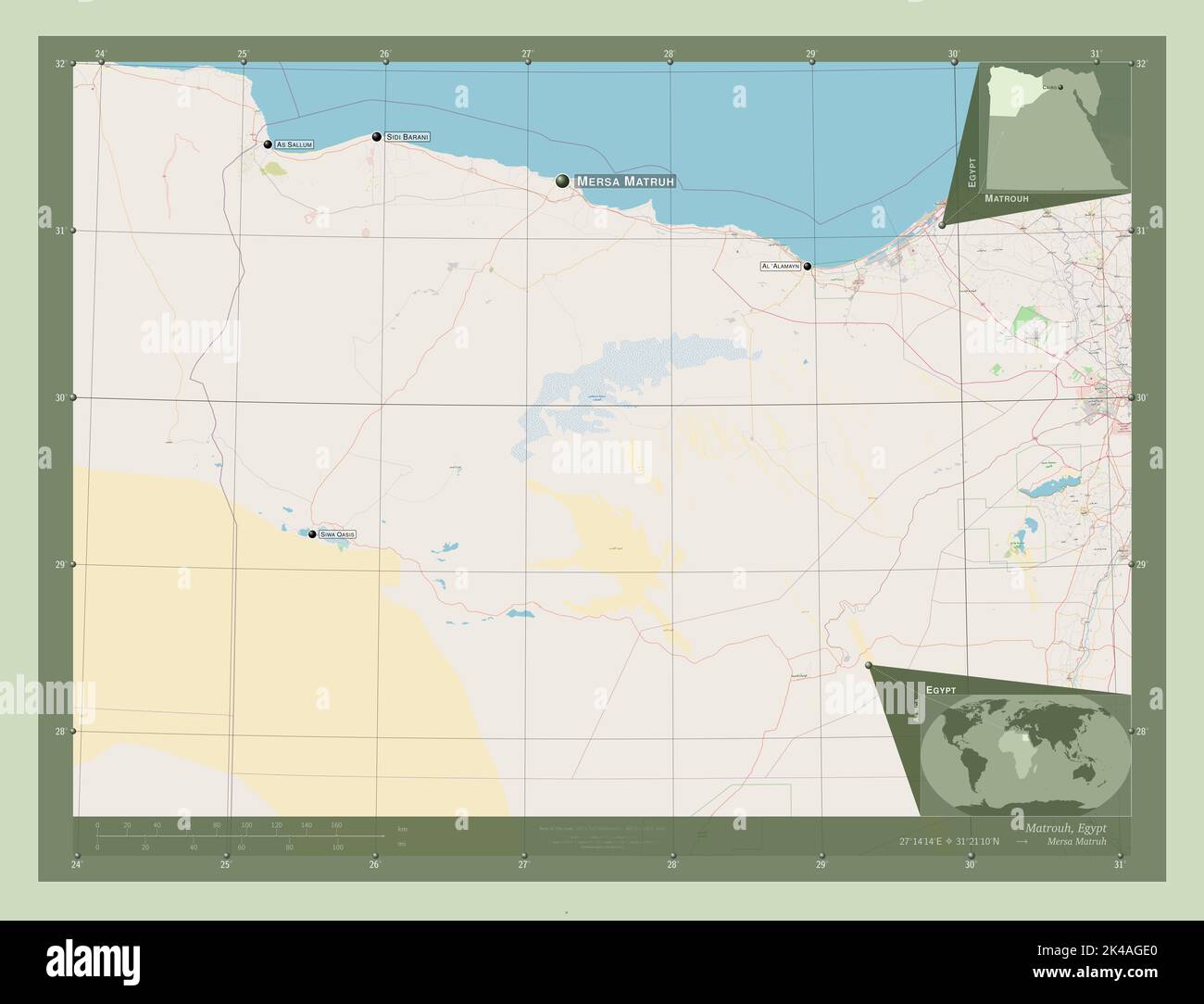Matrouh, governorate of Egypt. Open Street Map. Locations and names of ...