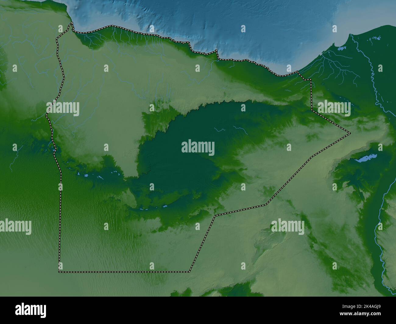 Matrouh, governorate of Egypt. Colored elevation map with lakes and ...