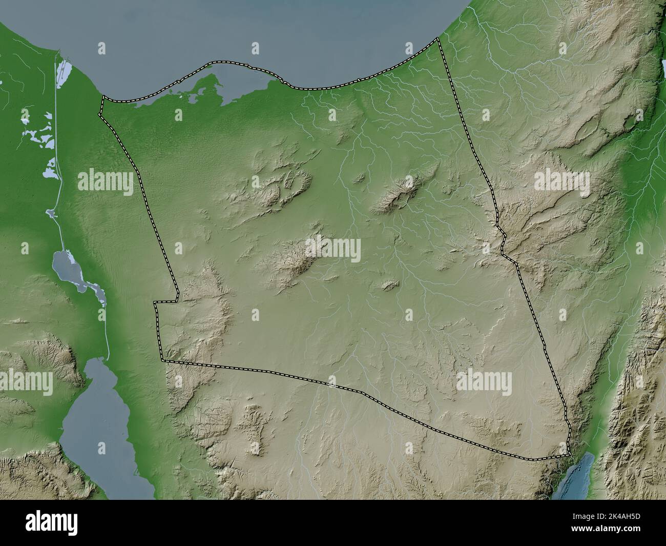 Shamal Sina', governorate of Egypt. Elevation map colored in wiki style ...