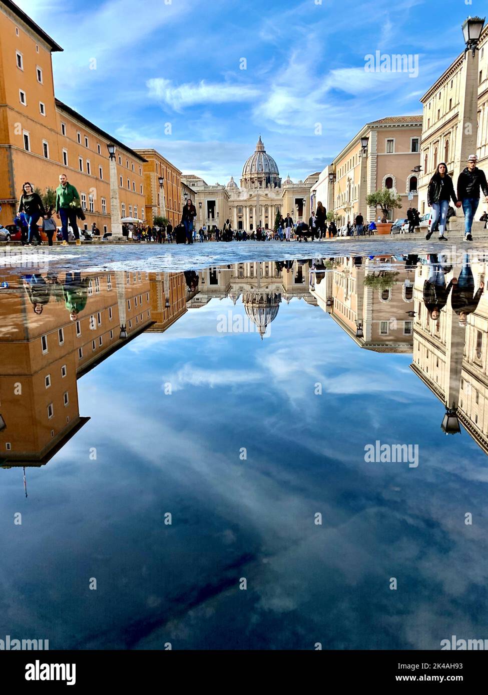 The St. Peter basilica in Vatican City reflection after the rain Stock ...