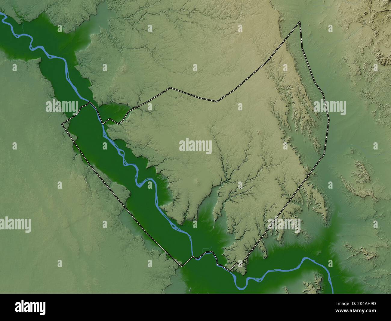 Suhaj, governorate of Egypt. Colored elevation map with lakes and ...