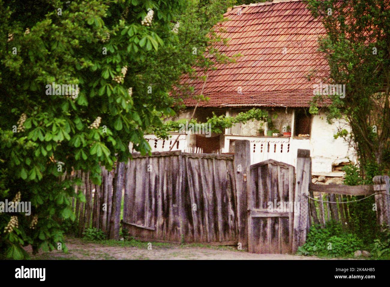 Arad County, Romania, approx. 2000. Old, large house, with traditional ...
