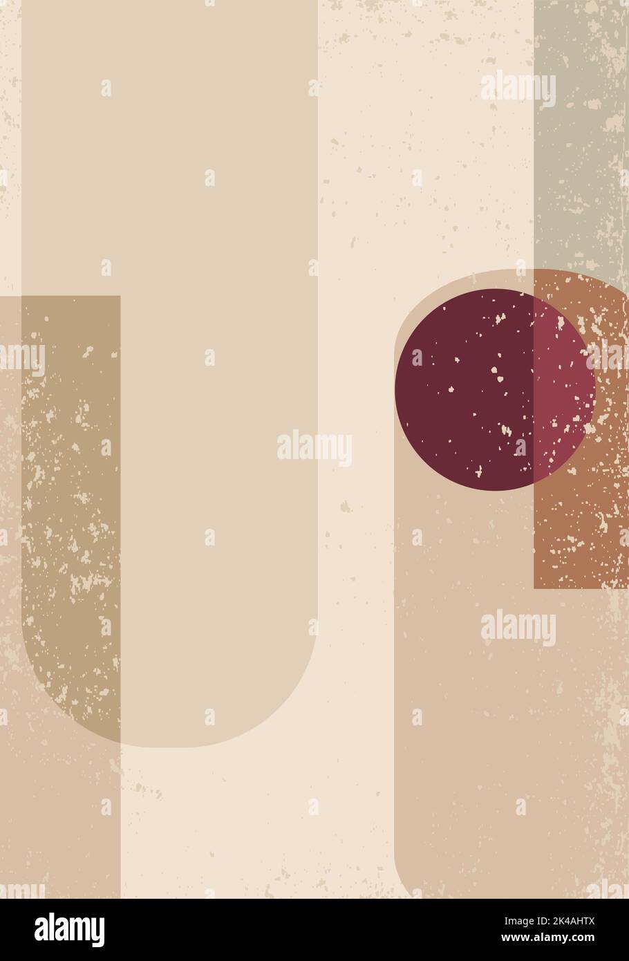 Abstract retro wall art poster. Neutral natural colors. Mid Century ...