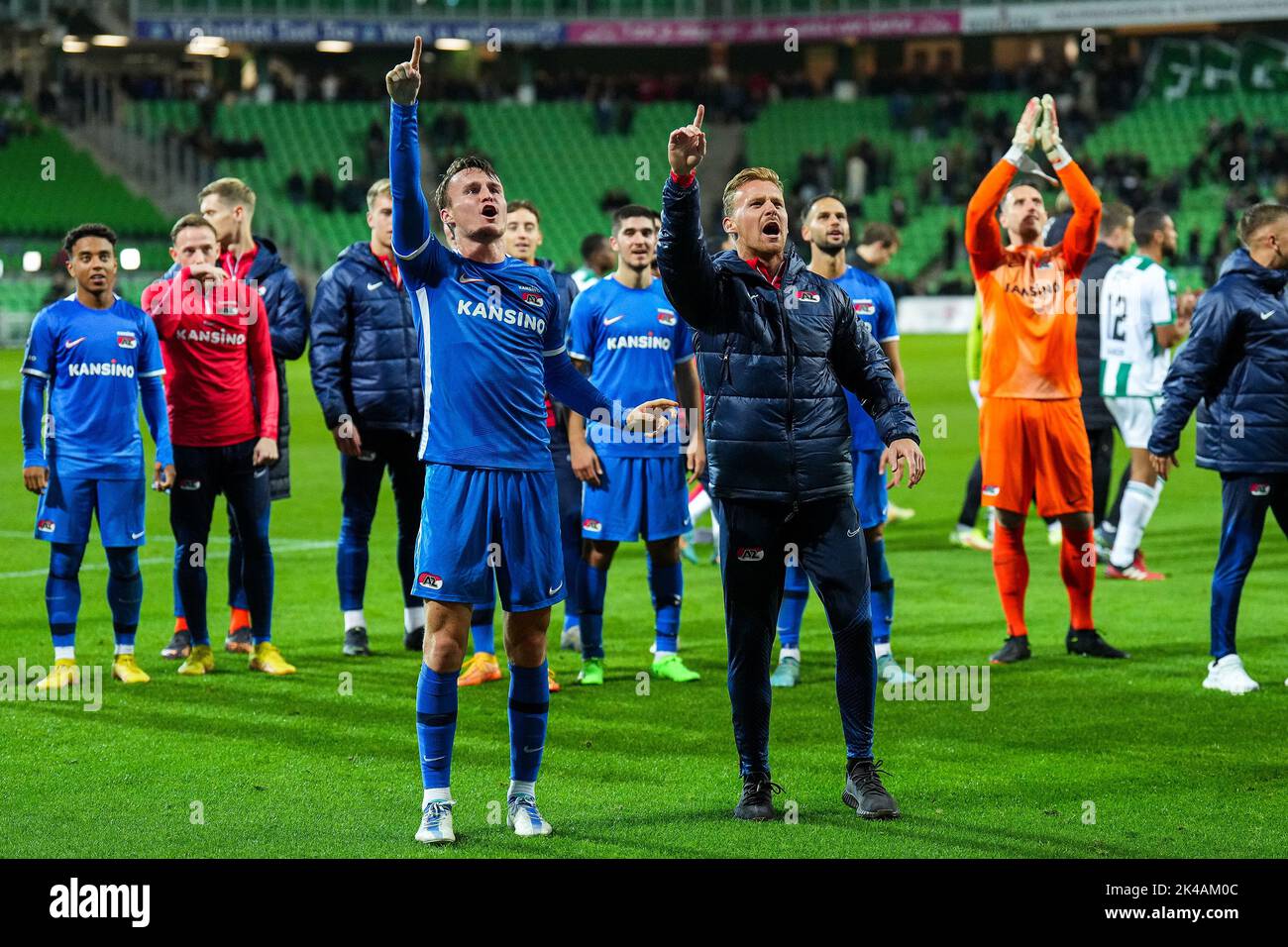GRONINGEN - (lr) Peer Koopmeiners of AZ Alkmaar, Dani de Wit of AZ ...