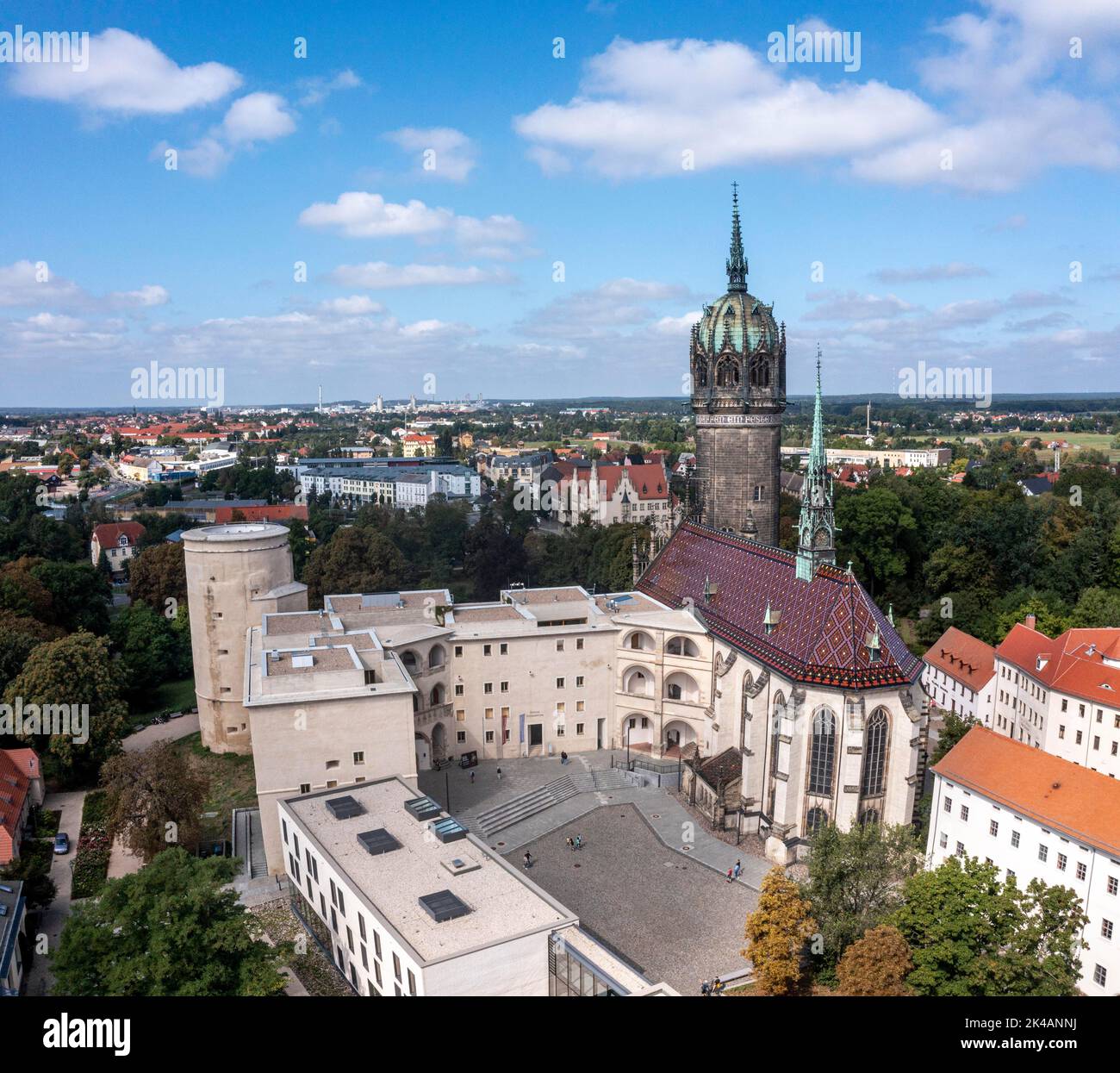 Aerial shot above church tower hi-res stock photography and images - Alamy