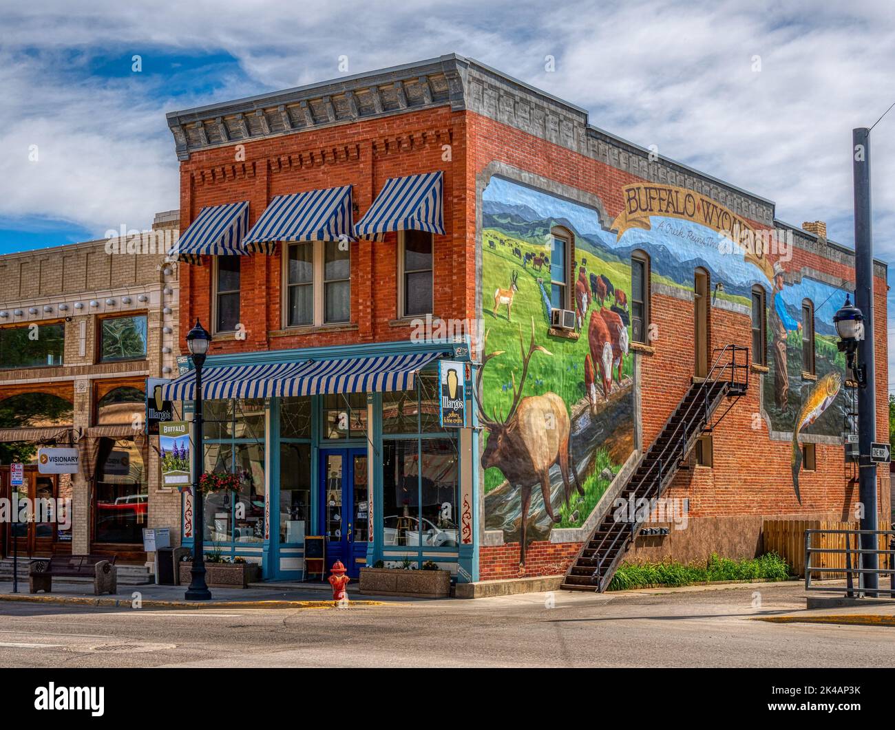 A corner store with animal paintings on its walls on the main street in ...