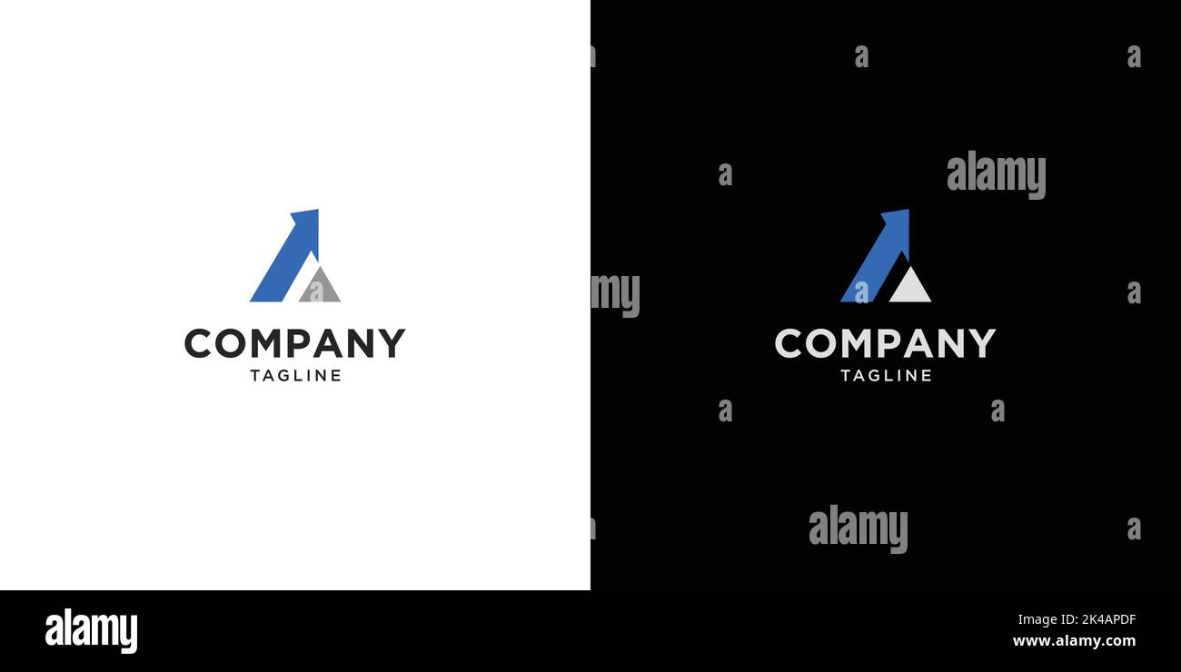 A vector of a monogram blue logo made up of direction and tringle ...