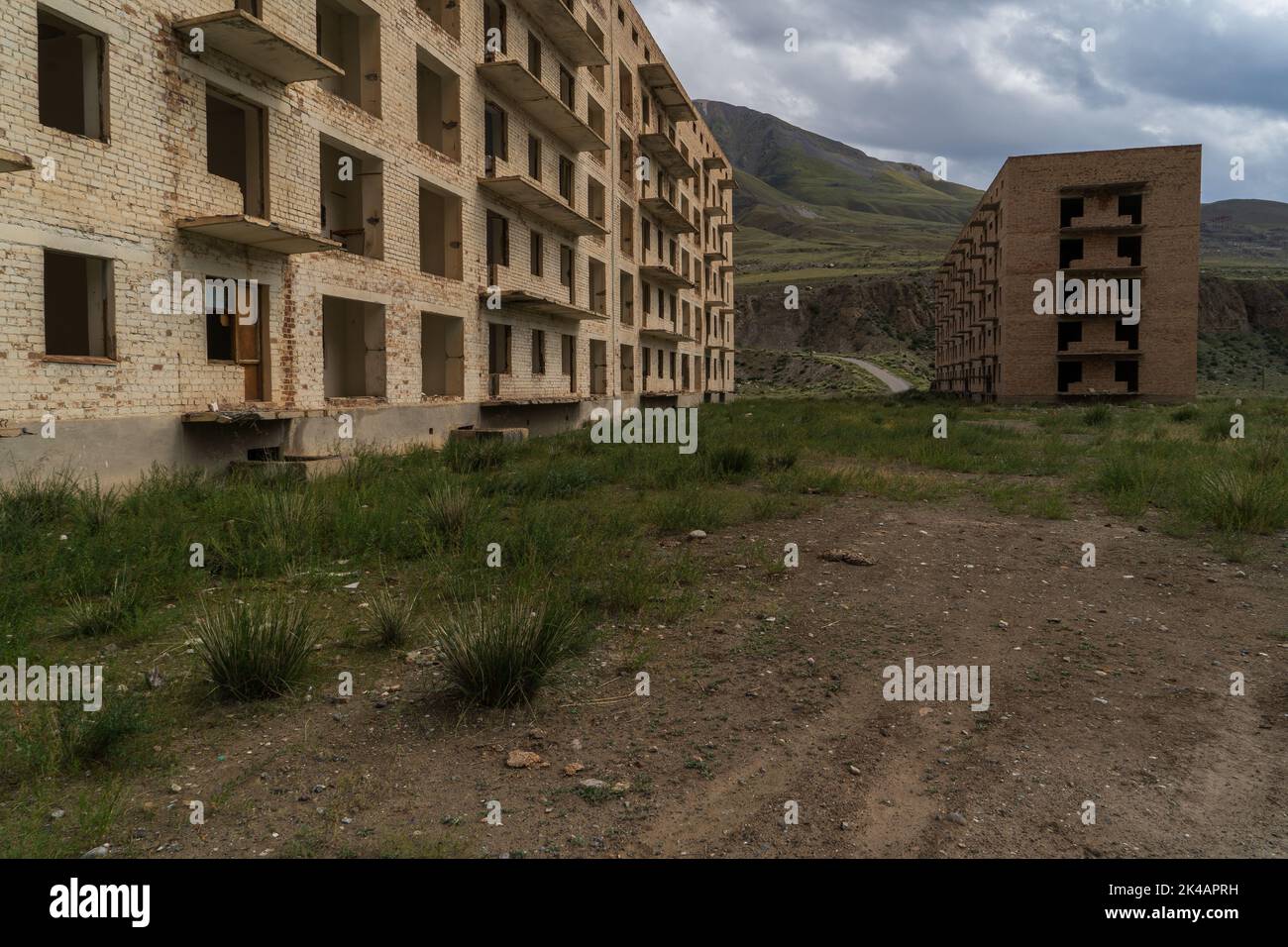 Abandoned and unfinished residential Soviet apartment buildings in ...