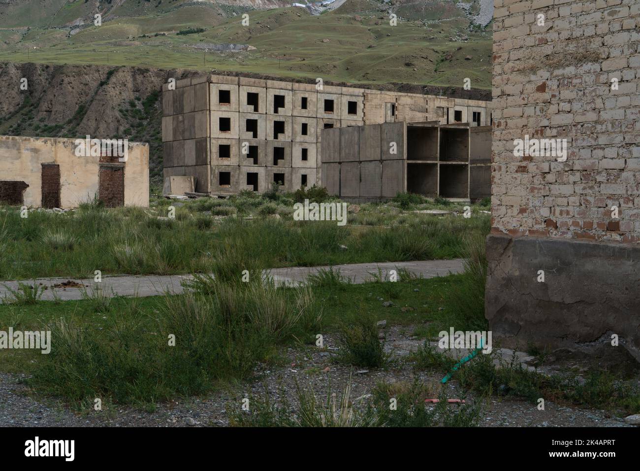 Abandoned and unfinished residential Soviet apartment buildings in ...