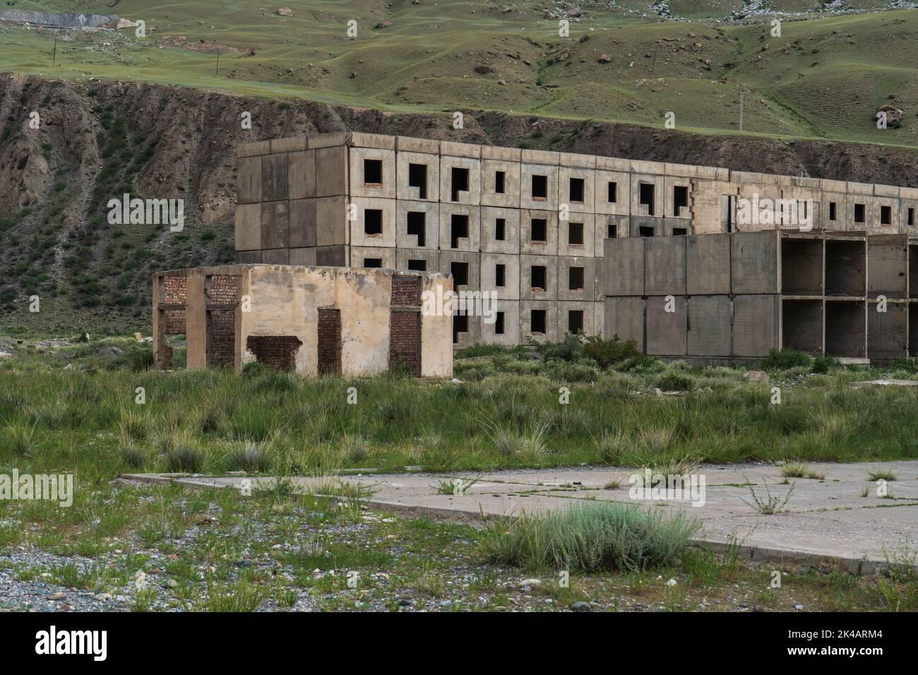 Abandoned and unfinished residential Soviet apartment buildings in ...
