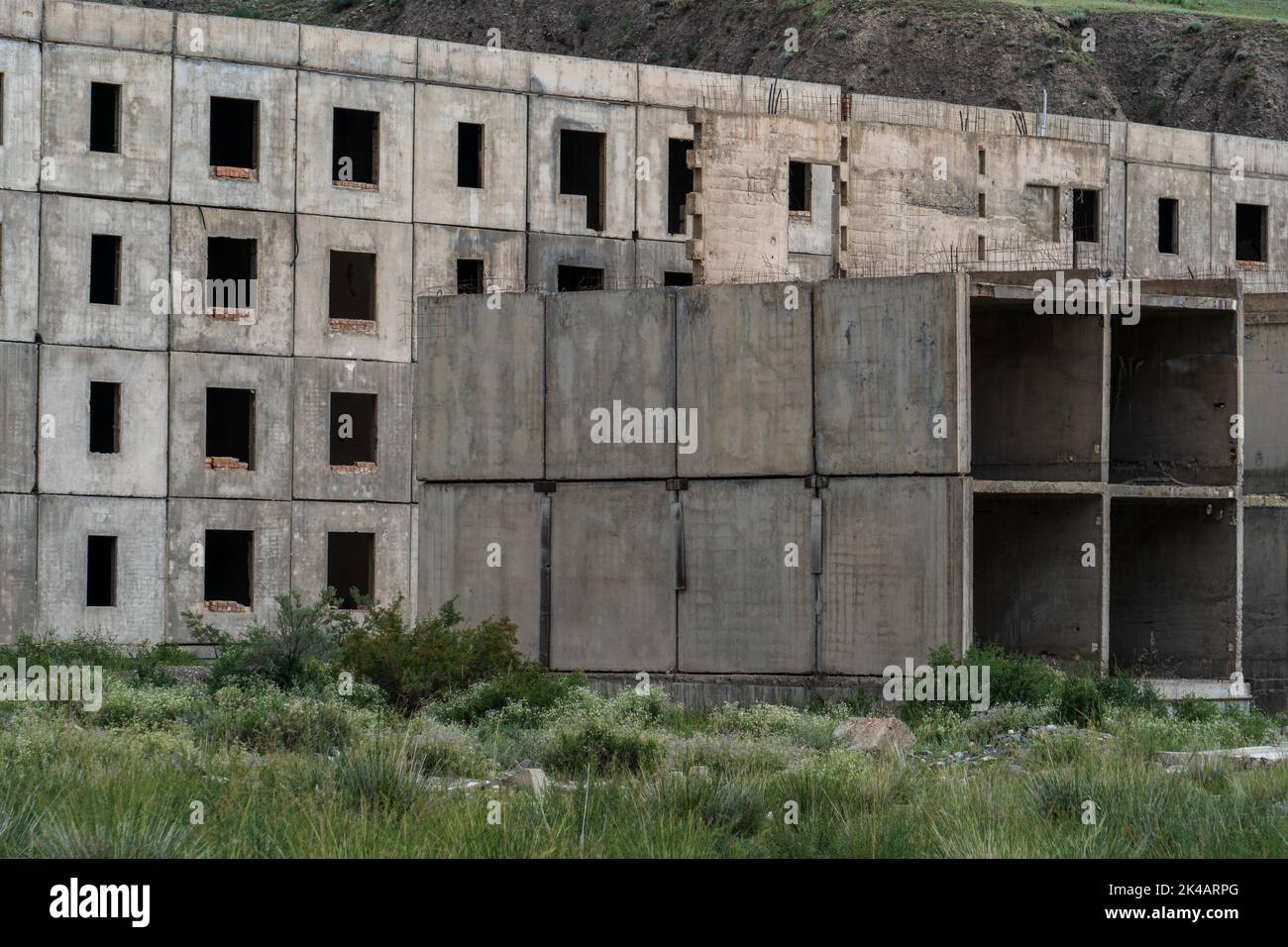 Abandoned and unfinished residential Soviet apartment buildings in ...