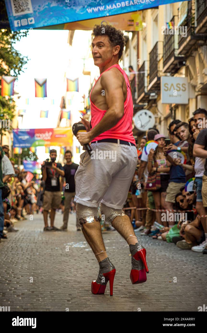 A vertical shot of high heels racing as part of the celebration of ...