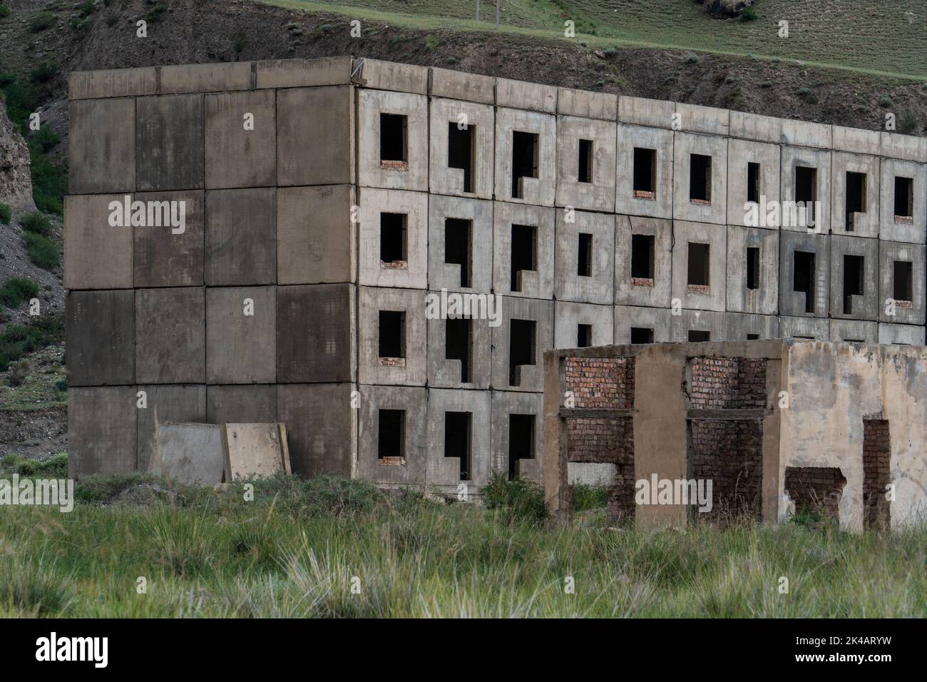 Desolate concrete buildings abandoned mining hi-res stock photography ...