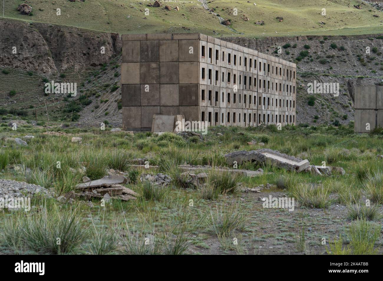 Abandoned and unfinished residential Soviet apartment buildings in ...
