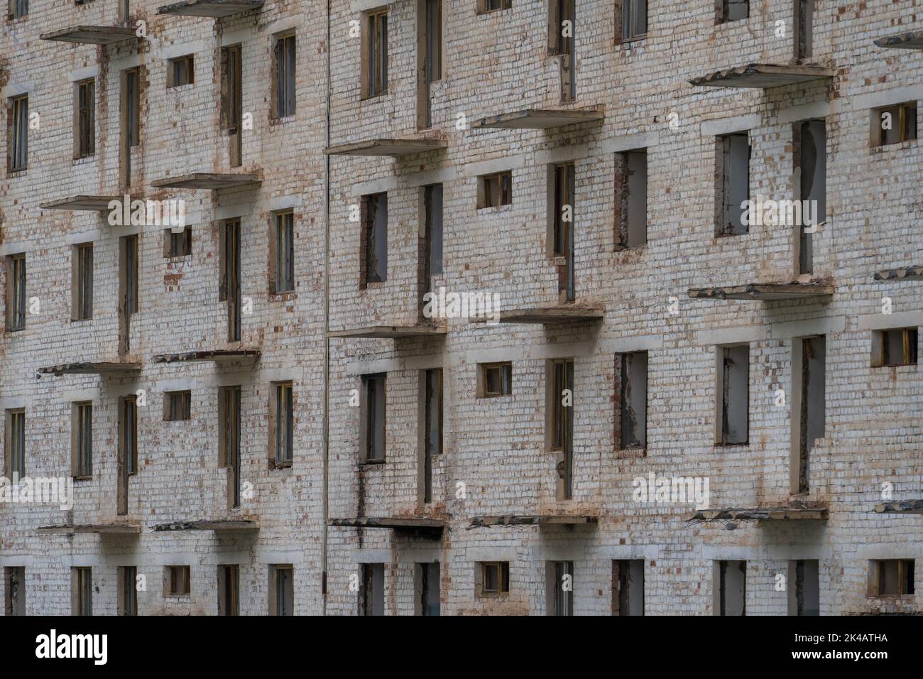 Abandoned and unfinished residential Soviet apartment buildings in ...