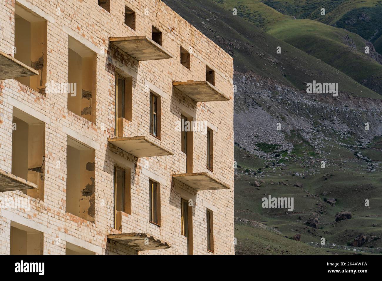 Abandoned and unfinished residential Soviet apartment buildings in ...