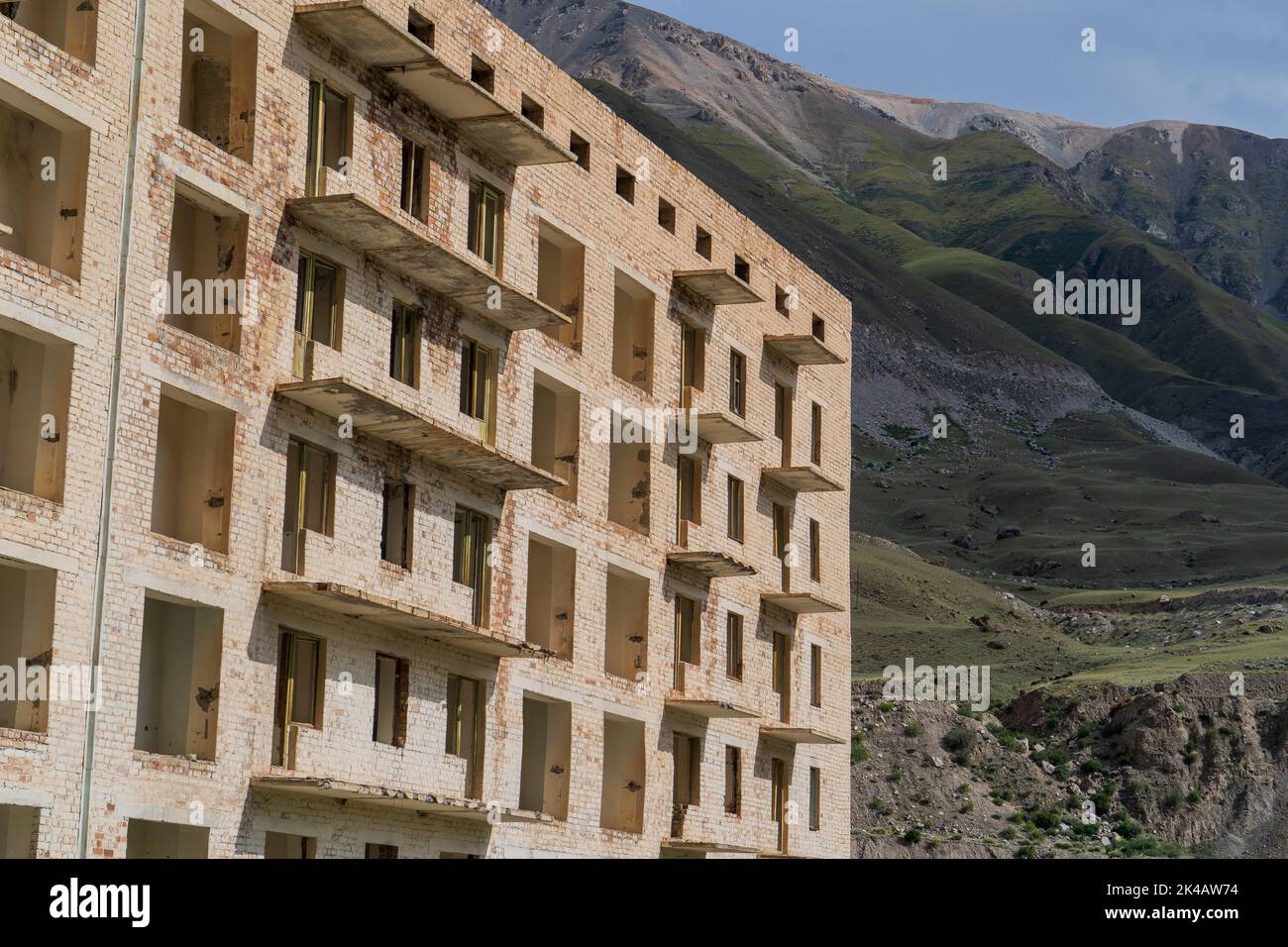 Abandoned and unfinished residential Soviet apartment buildings in ...