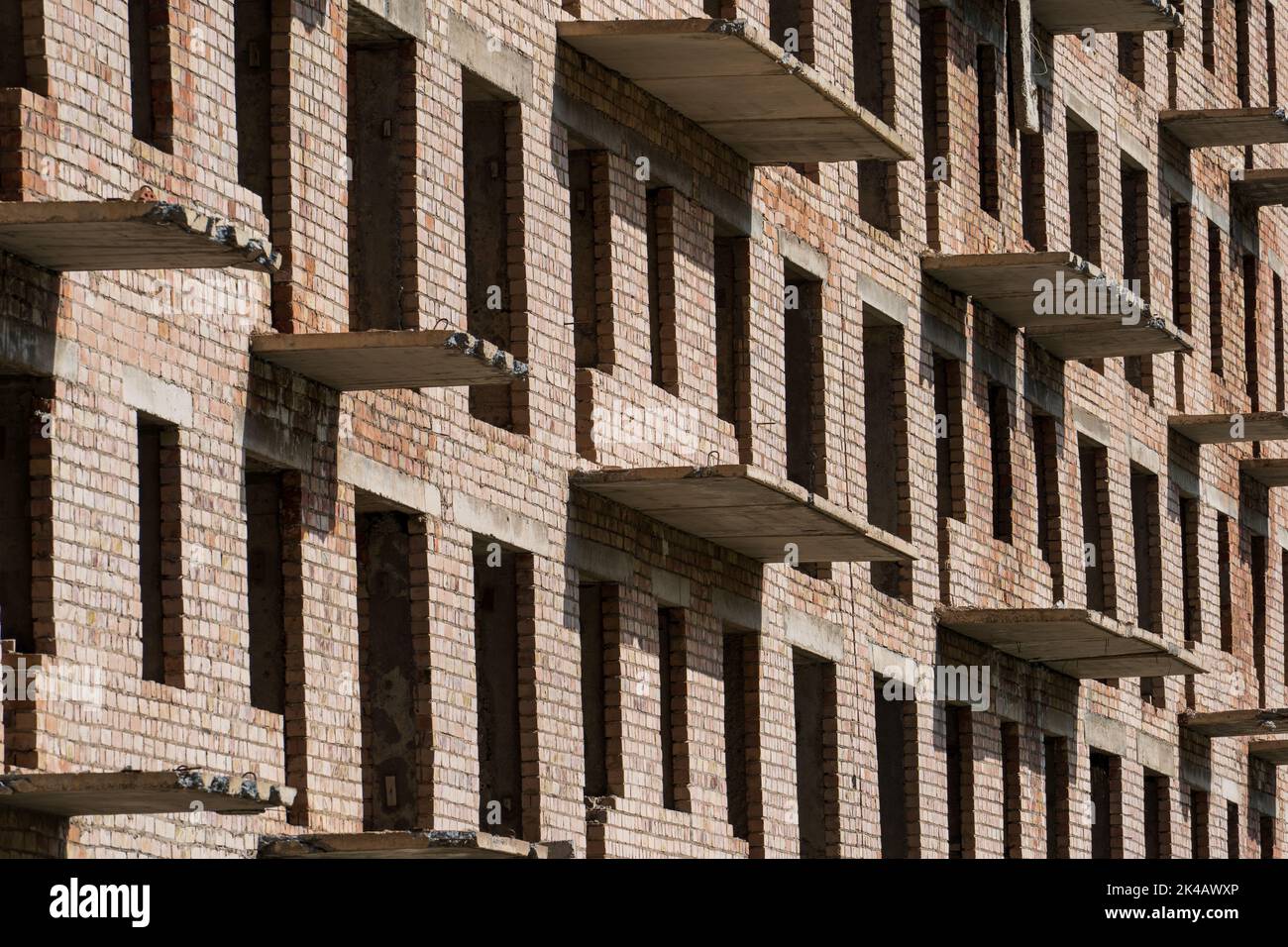 Abandoned and unfinished residential Soviet apartment buildings in ...