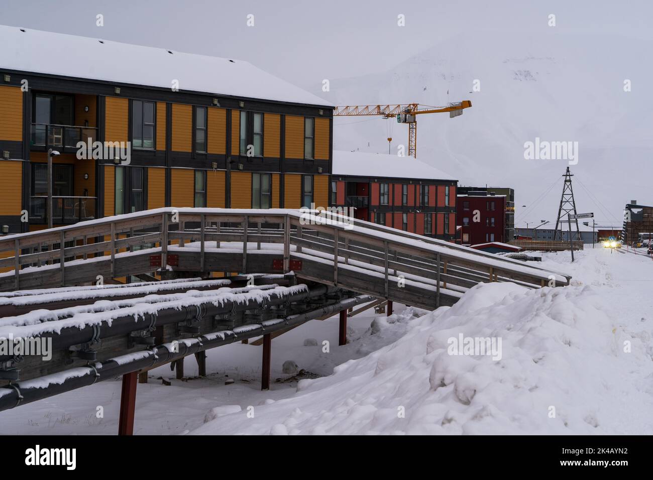 Recently built residential buildings in central Longyearbyen, student ...