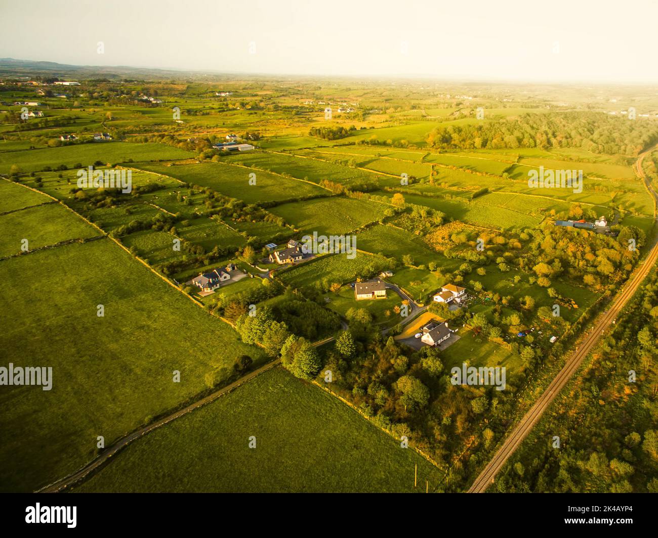 Houses in a rural village by Westport tow near the Irish Atlantic Coast ...