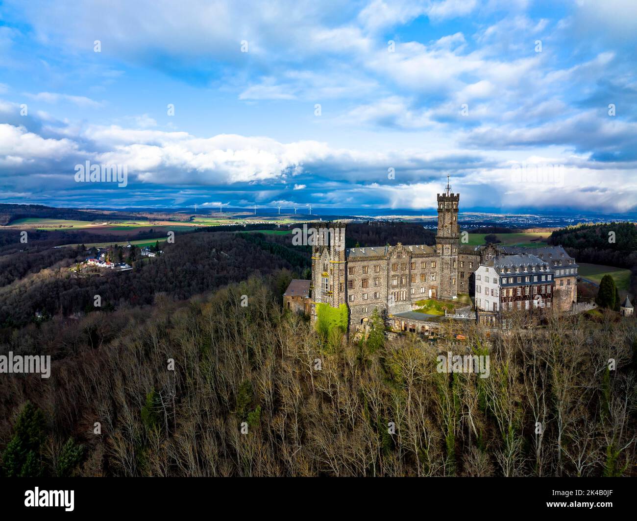 Aerial view, Schaumburg Castle, Balduinstein, Limburg an der Lahn ...