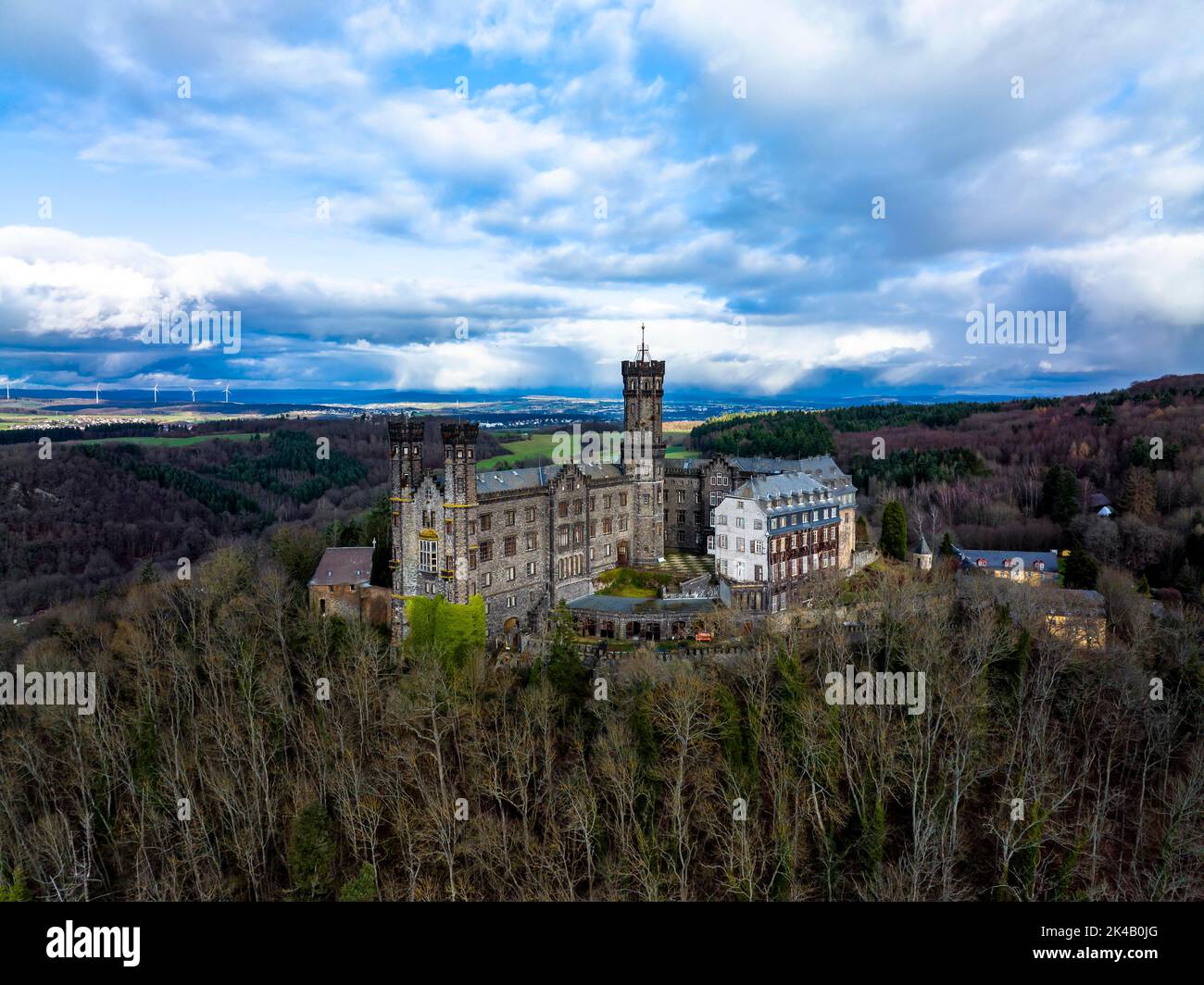 Aerial view, Schaumburg Castle, Balduinstein, Limburg an der Lahn ...